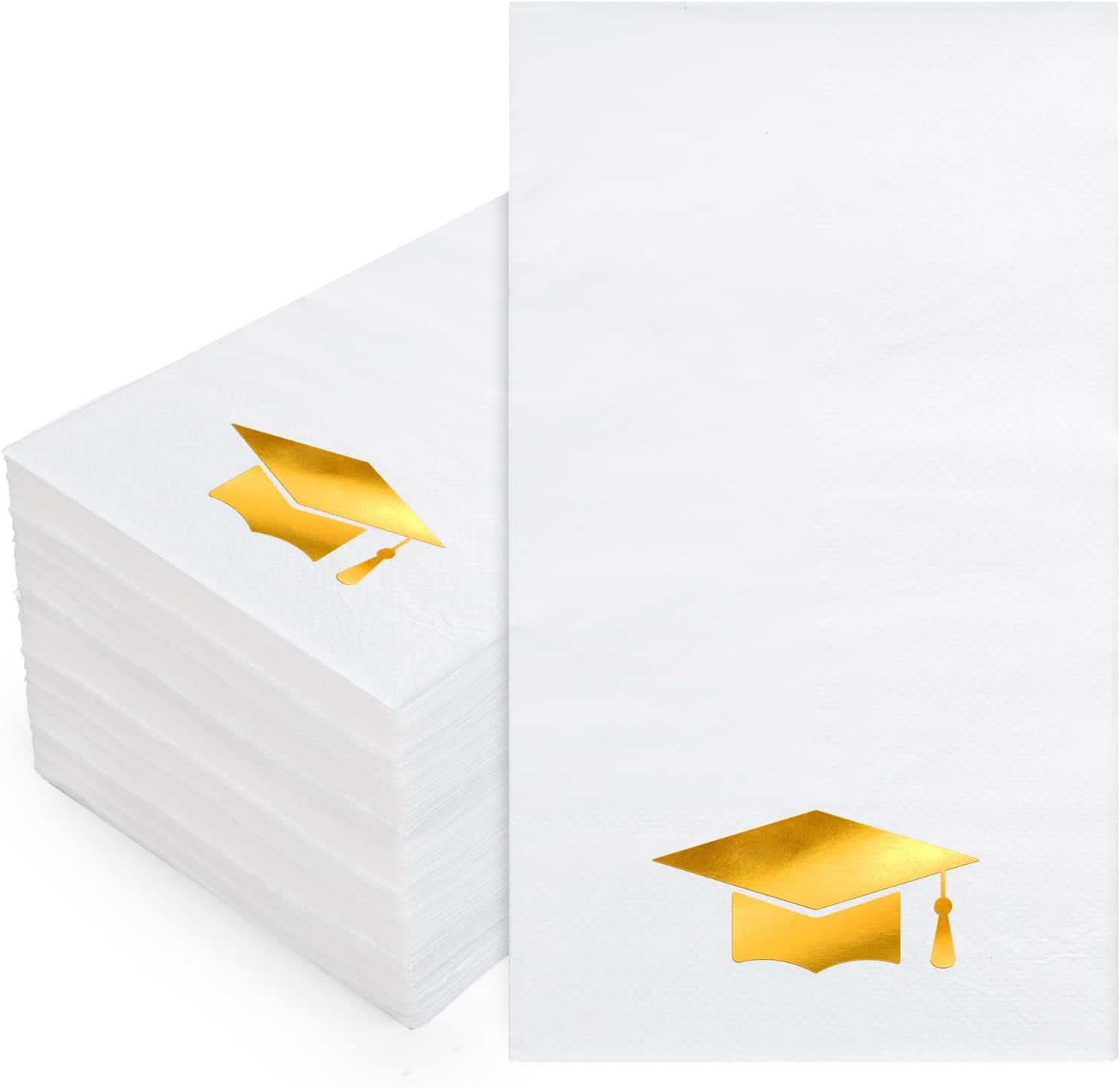 EIKODO-50 Pcs 2025 Grad Graduation Cap Guest Napkins Gold Foil Grad Hat ...