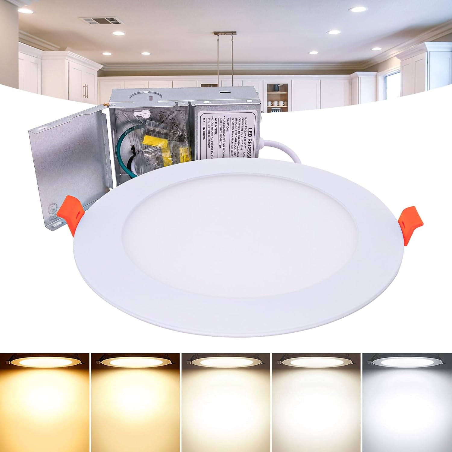 EIKODO-6 Inch LED Recessed Slim Pot Lights with Junction Box, Dimmable ...