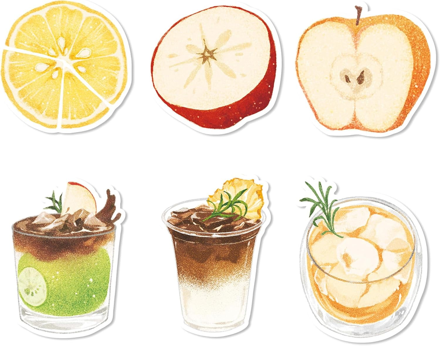 EIKODO-6 Pack Self-Stick Note Pads, Fruit Coffee Design Shaped Sticky ...