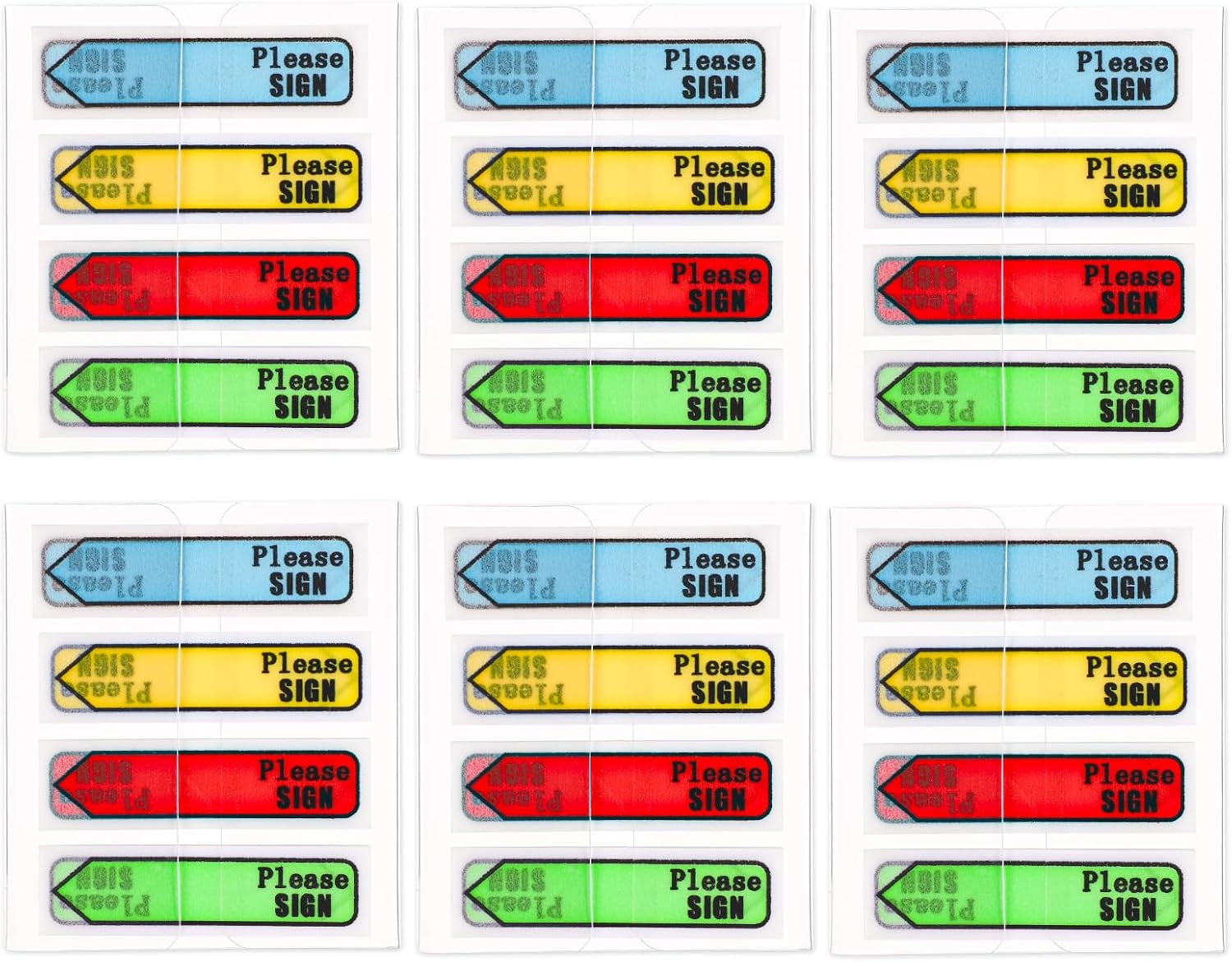 EIKODO-600pcs/6 Packs Please Sign Message Flags, 4 Colors Arrow Labels ...