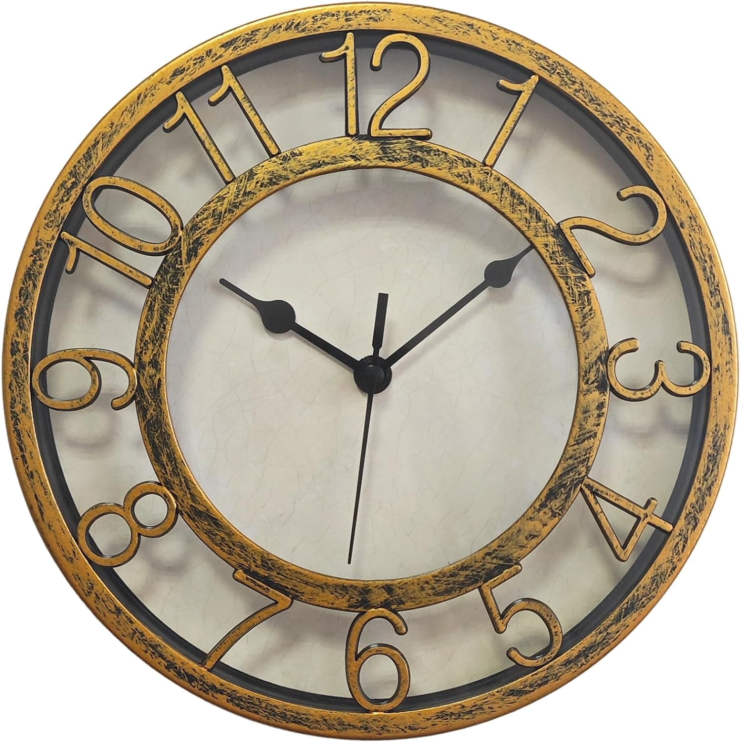 EIKODO-8" Silent Quartz Wall Clock Non-Ticking Digital Gold Clocks with ...