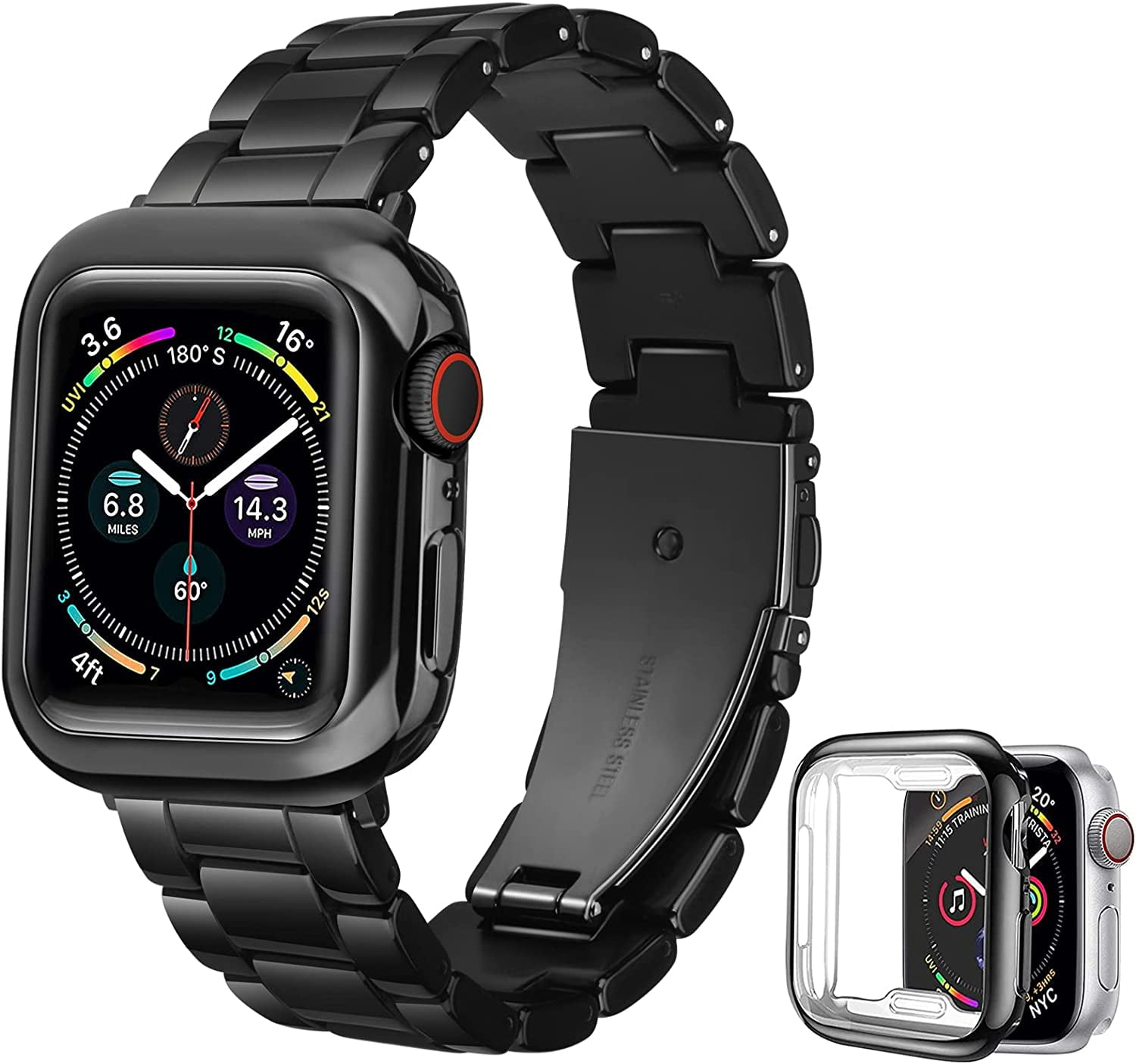 EIKODO-Band with Case Compatible with Apple Watch 49mm 46mm 45mm 44mm ...