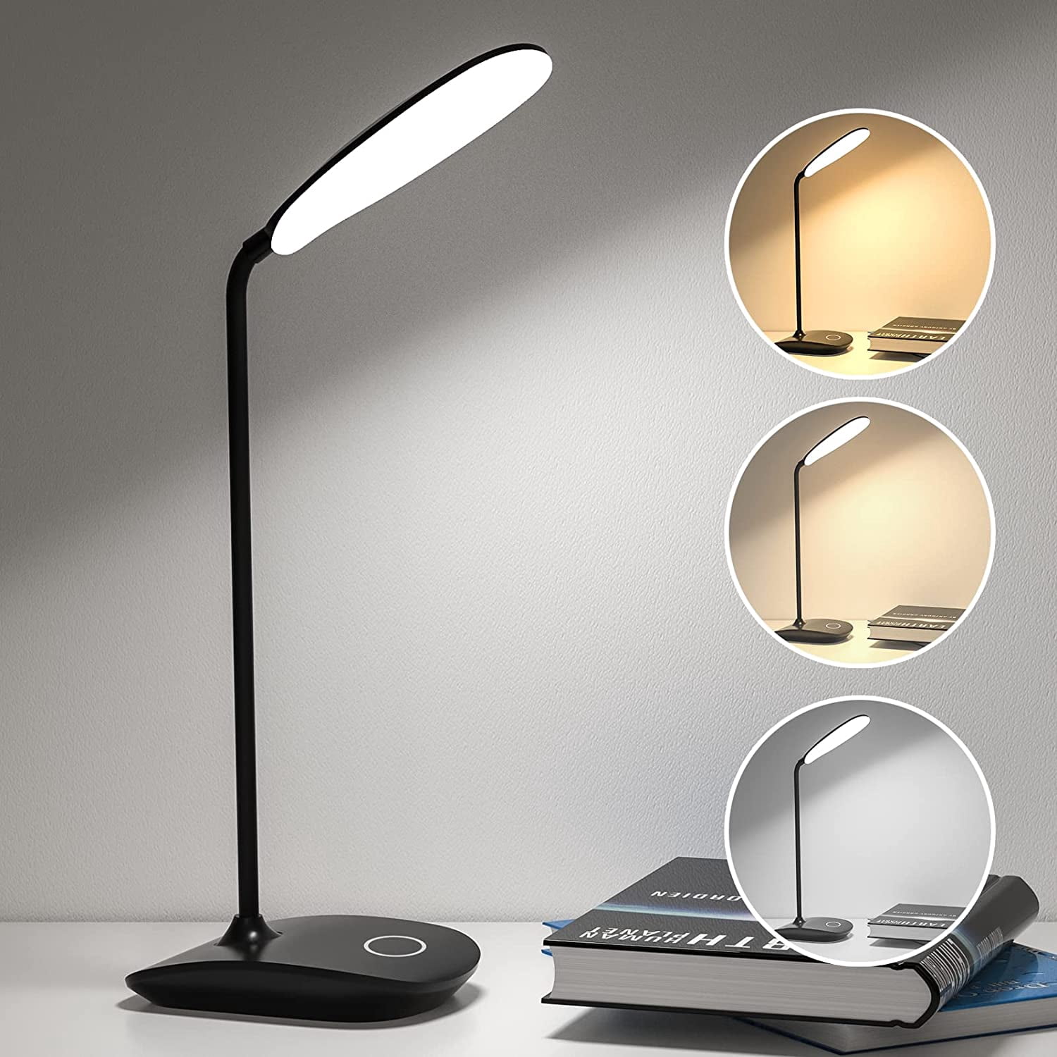 EIKODO-Battery Operated Desk Lamp, LED Desk Light 3 Lighting Modes ...