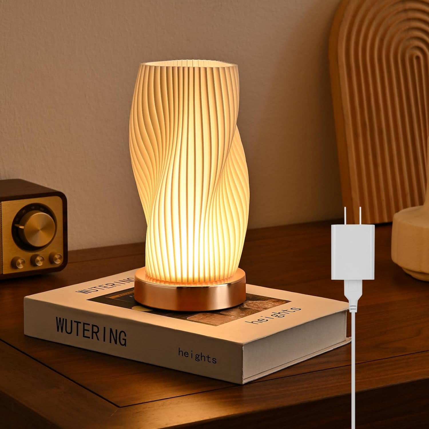 EIKODO-Bedside Table Lamp with USB Adapter - Button Control for Bedroom ...