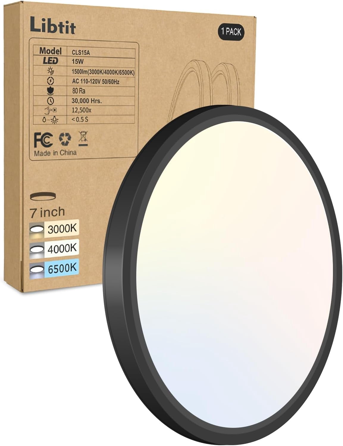 EIKODO-Black Flush Mount Ceiling Light, 15W 1500Lm Thin Flat LED ...