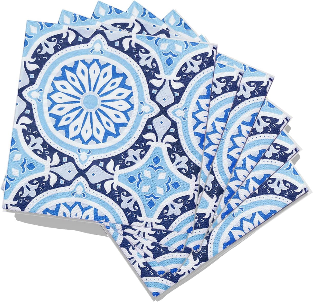 EIKODO-Blue Geometric Paper Cocktail Napkins (Set of 25) | Pretty ...