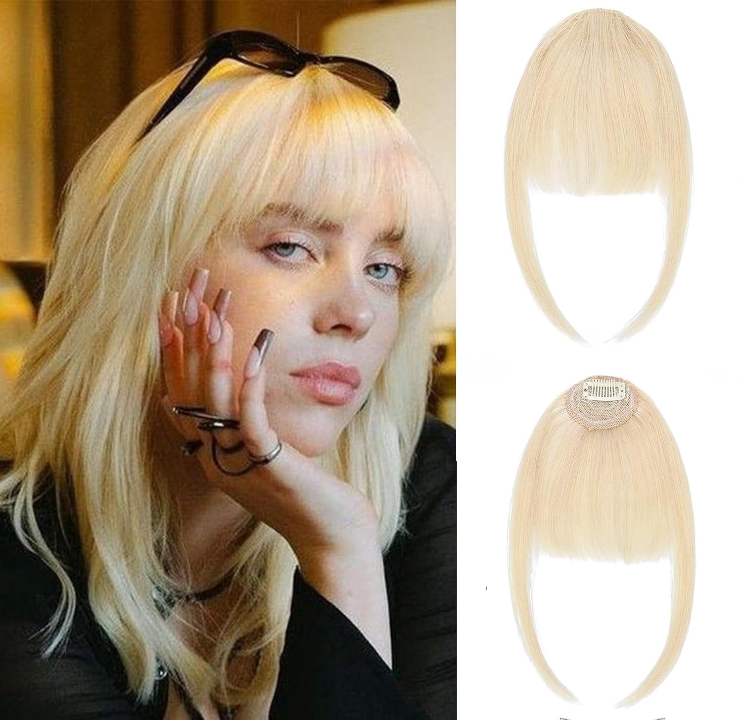 EIKODO-Clip in Bangs Real Human Hair Clip on Wispy Bangs Fringe with ...