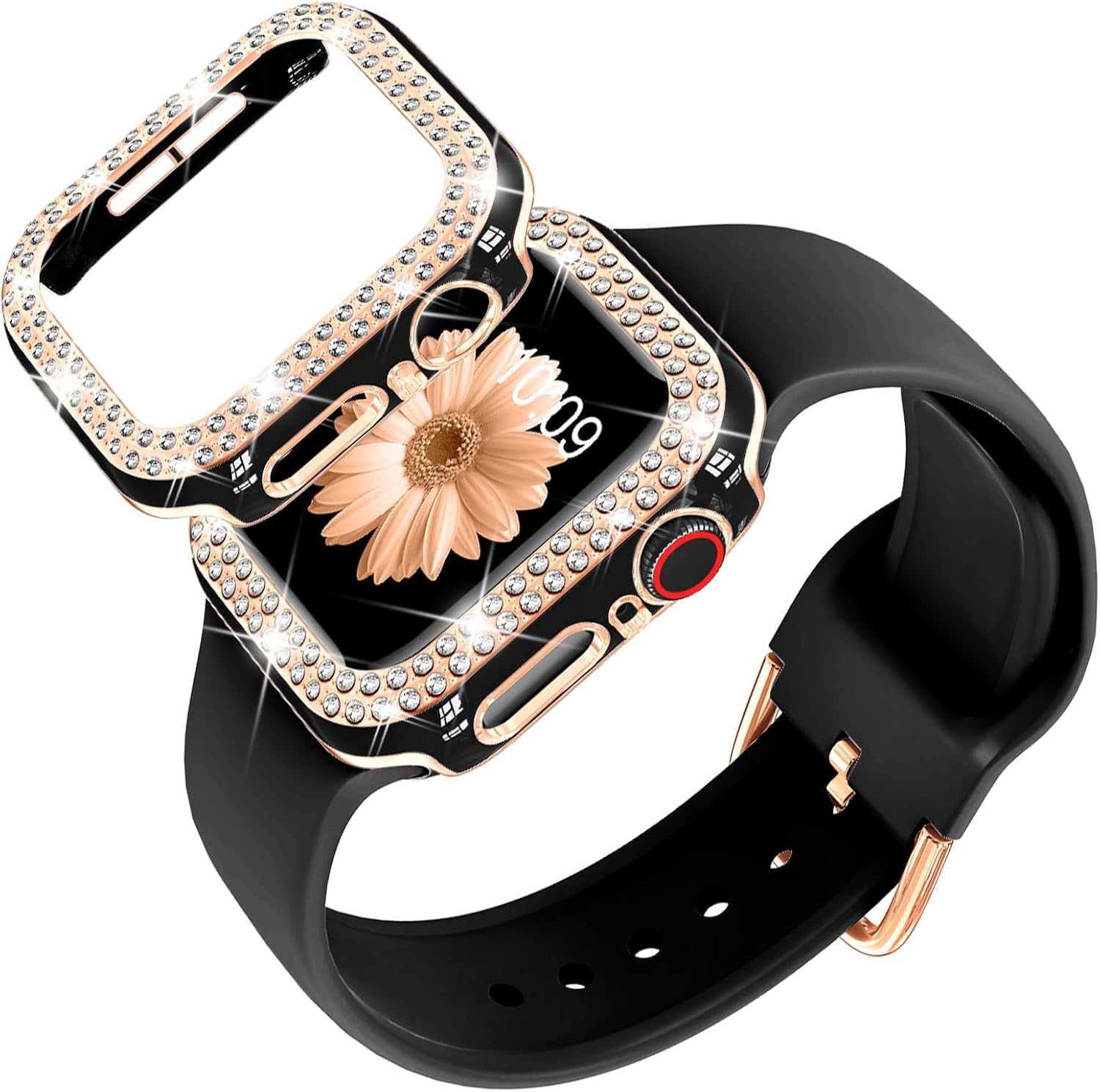 EIKODO-Compatible for Apple Watch Bands 42mm with Bumper, Bling Glitter ...