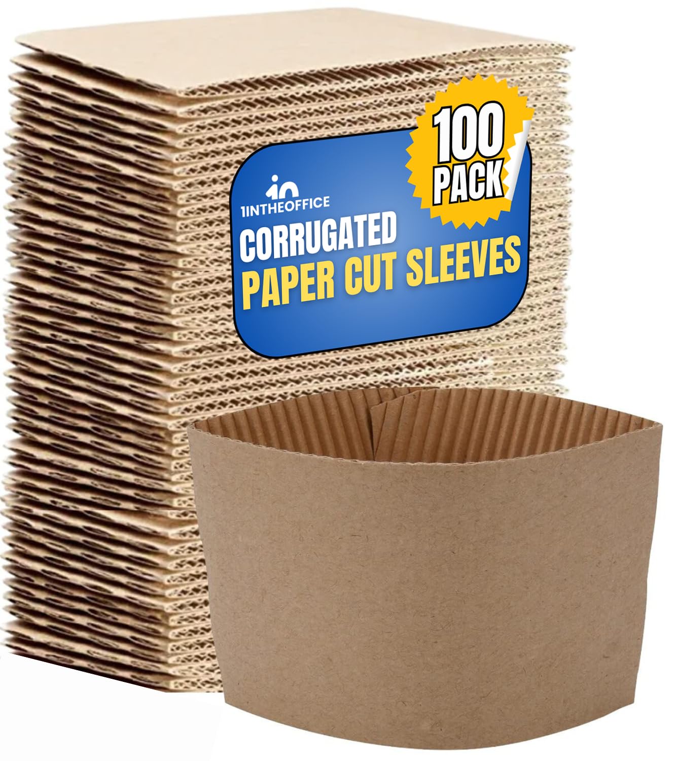 EIKODO-Corrugated Coffee Cup Sleeves For 10oz 12oz 16 oz (100 Sleeves ...