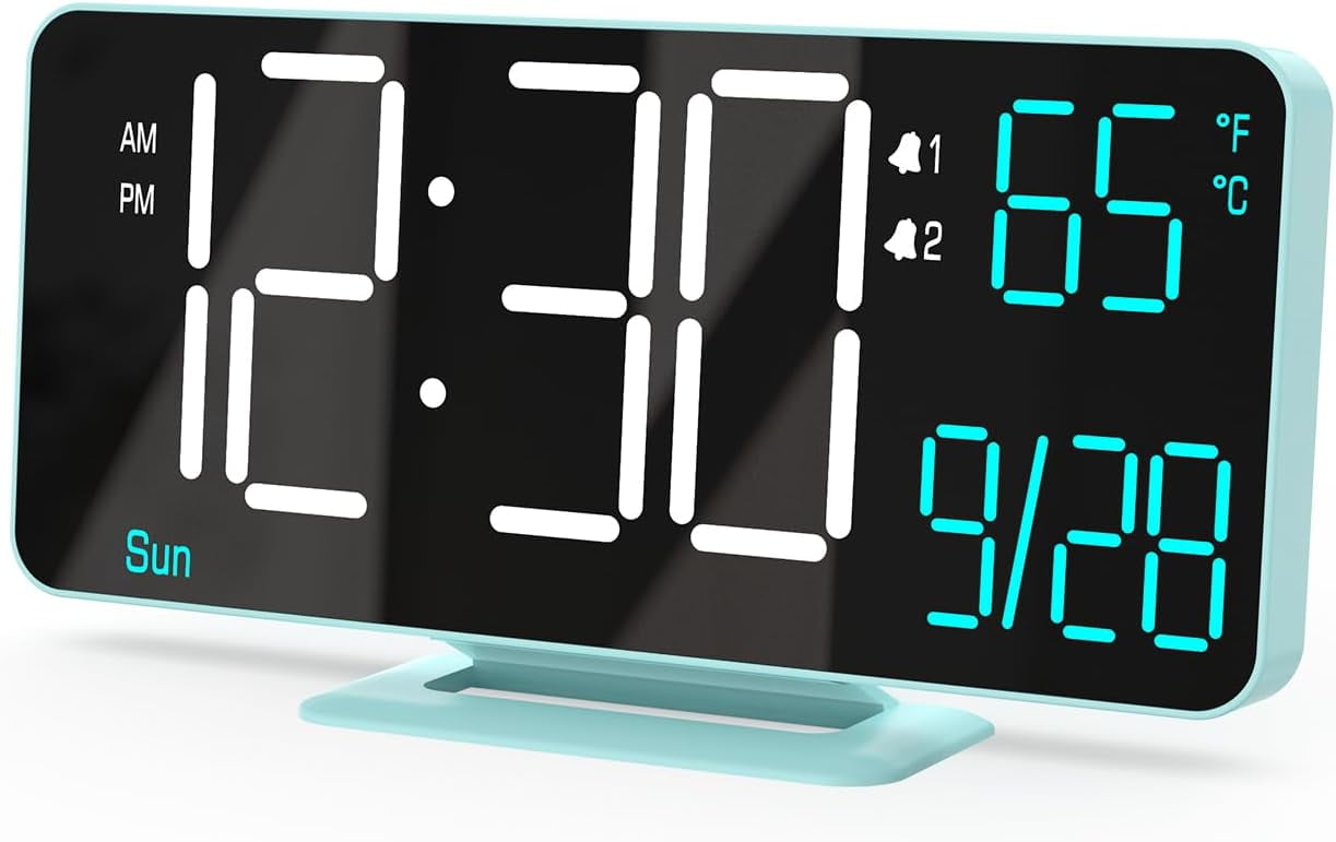 EIKODO-Digital Alarm Clock, 6.7in Digital Clock for Bedroom, Auto ...