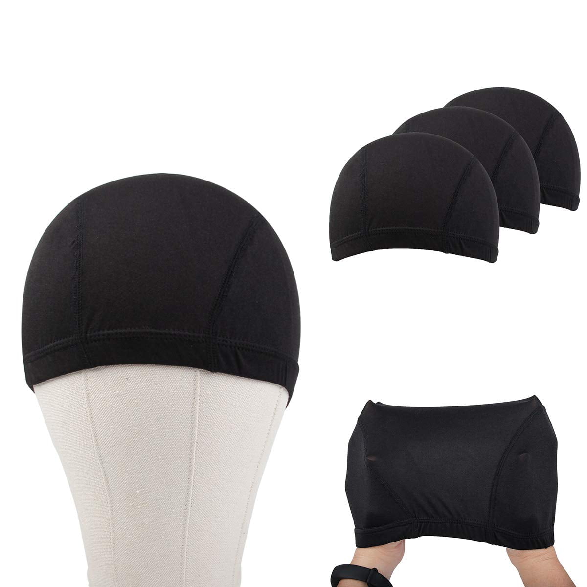 EIKODO-Dome Caps for Wigs 6 Pcs Stretch Black Dome Caps for Women Men ...