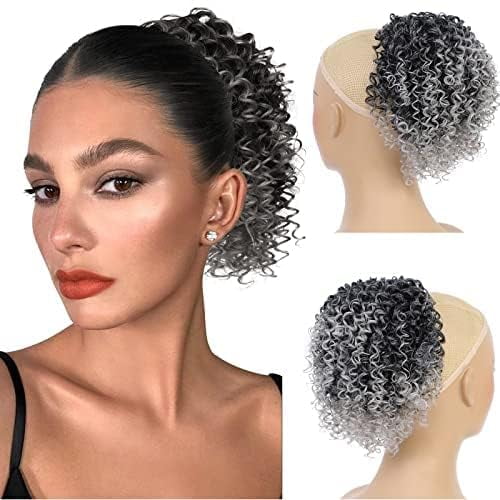EIKODO-Gray Drawstring Ponytail for Black Women Curly Ponytail ...