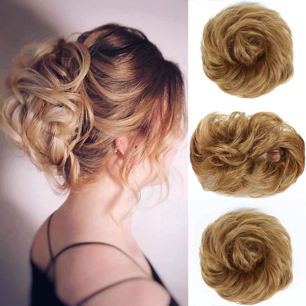 EIKODO-Hair Bun Hairpieces Extensions Curly Wavy Hair Ponytail ...