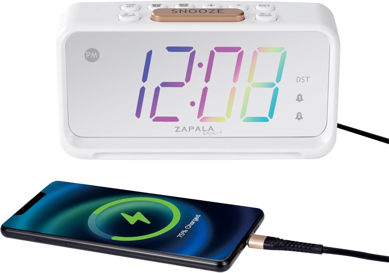 EIKODO-Mulitcolor Alarm Clock for Bedroom, 2 Alarms Loud LED Big ...