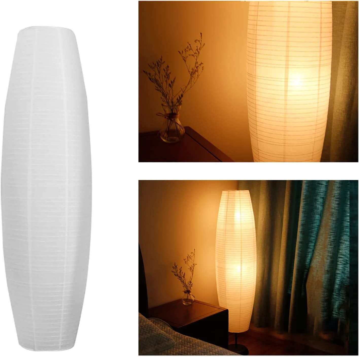 EIKODO-Paper Floor Lamp Shade White Rice Paper Lampshades Replacement ...