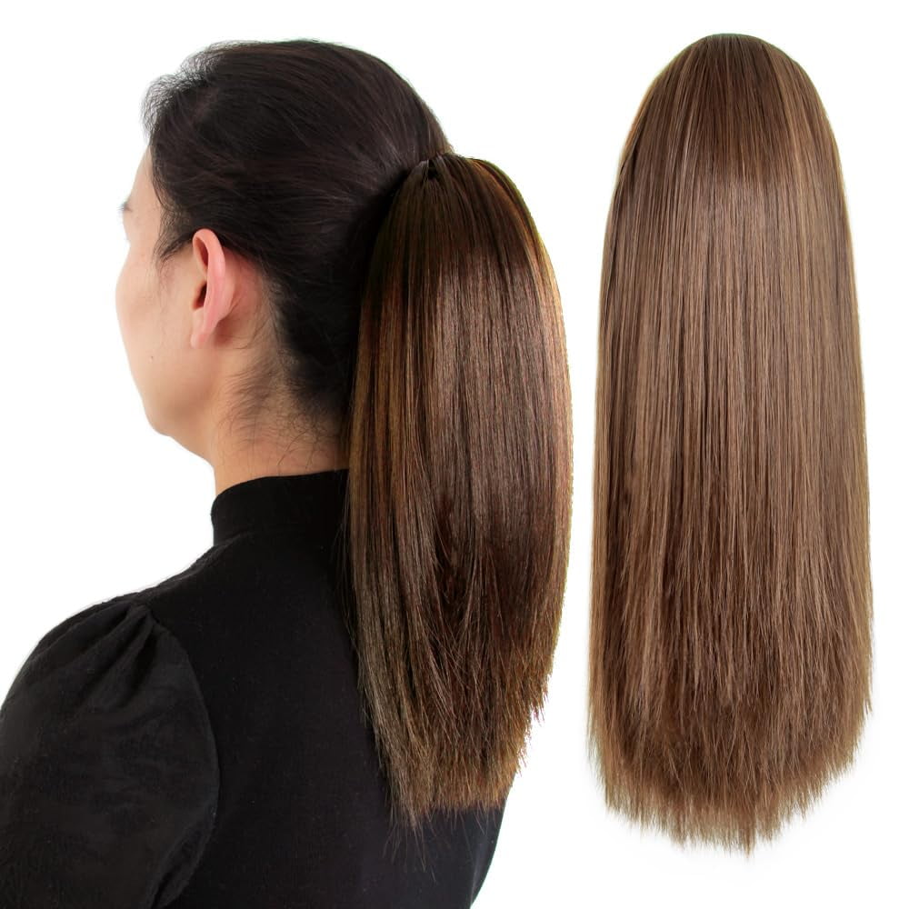 EIKODO-Ponytail Extension, Short Straight Drawstring Pony Tail 12 Inch ...