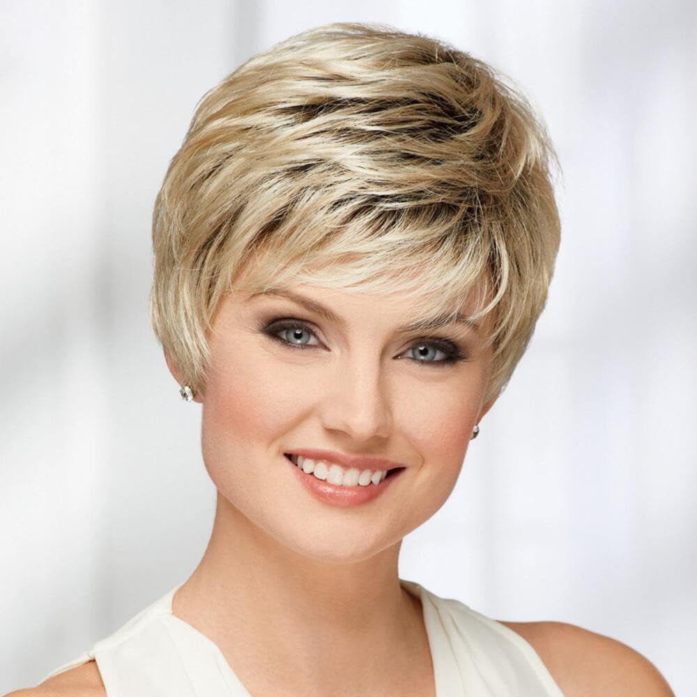 EIKODO-Short Hair Wigs with Natural Bangs,Bangs Hair Clip Synthetic ...