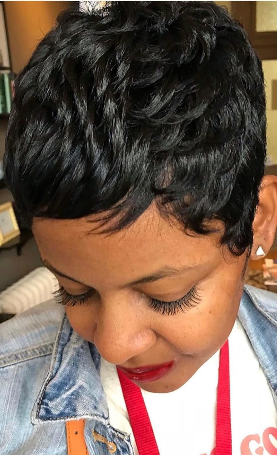 EIKODO-Short Pixie Cut Wigs for Black Women Short Wigs with Bangs Short ...