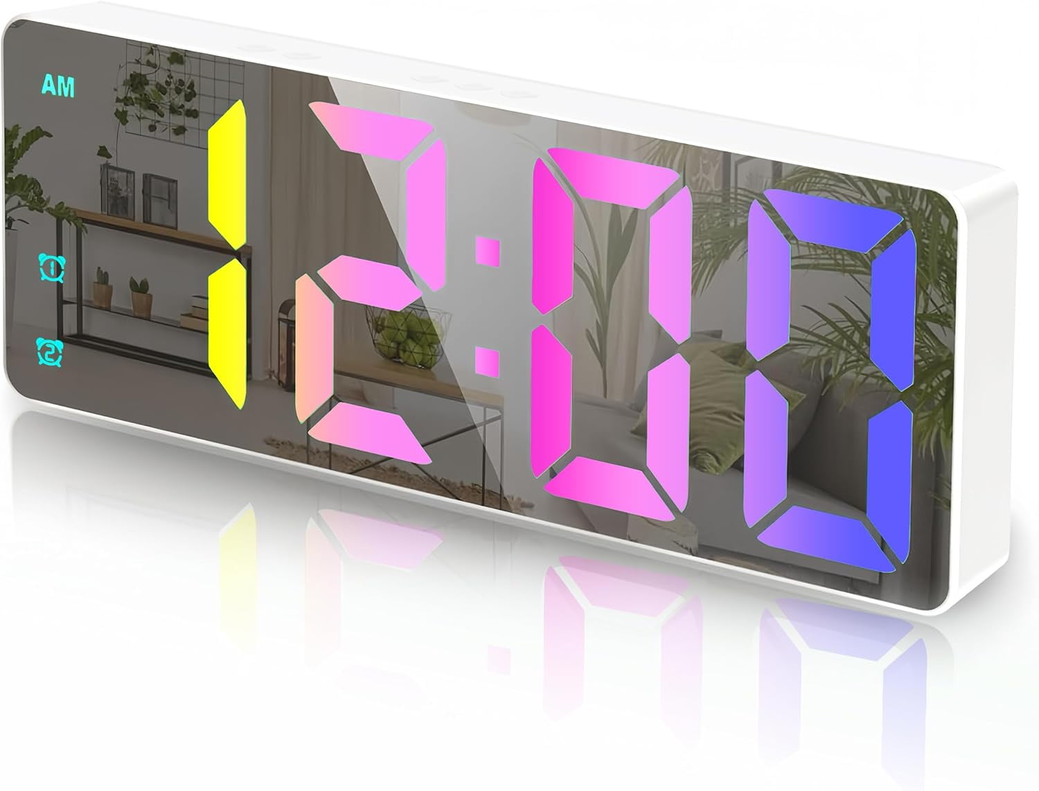 EIKODO-Small Digital Alarm Clock, Mirror Surface LED Electronic Clocks ...