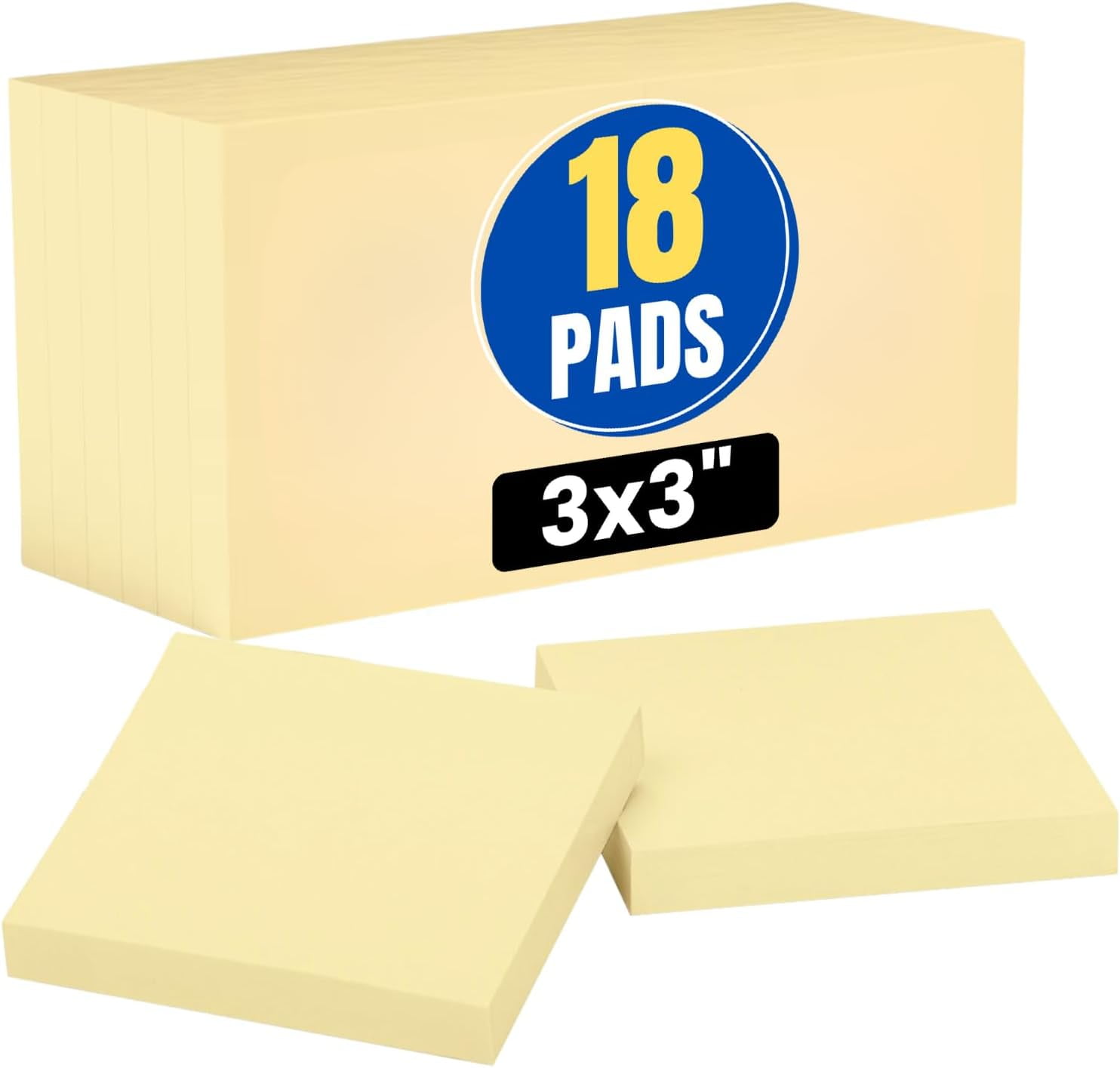 EIKODO-Sticky Notes Yellow, Sticky Notes 3x3, Self Stick, 18/Pack = 100 ...