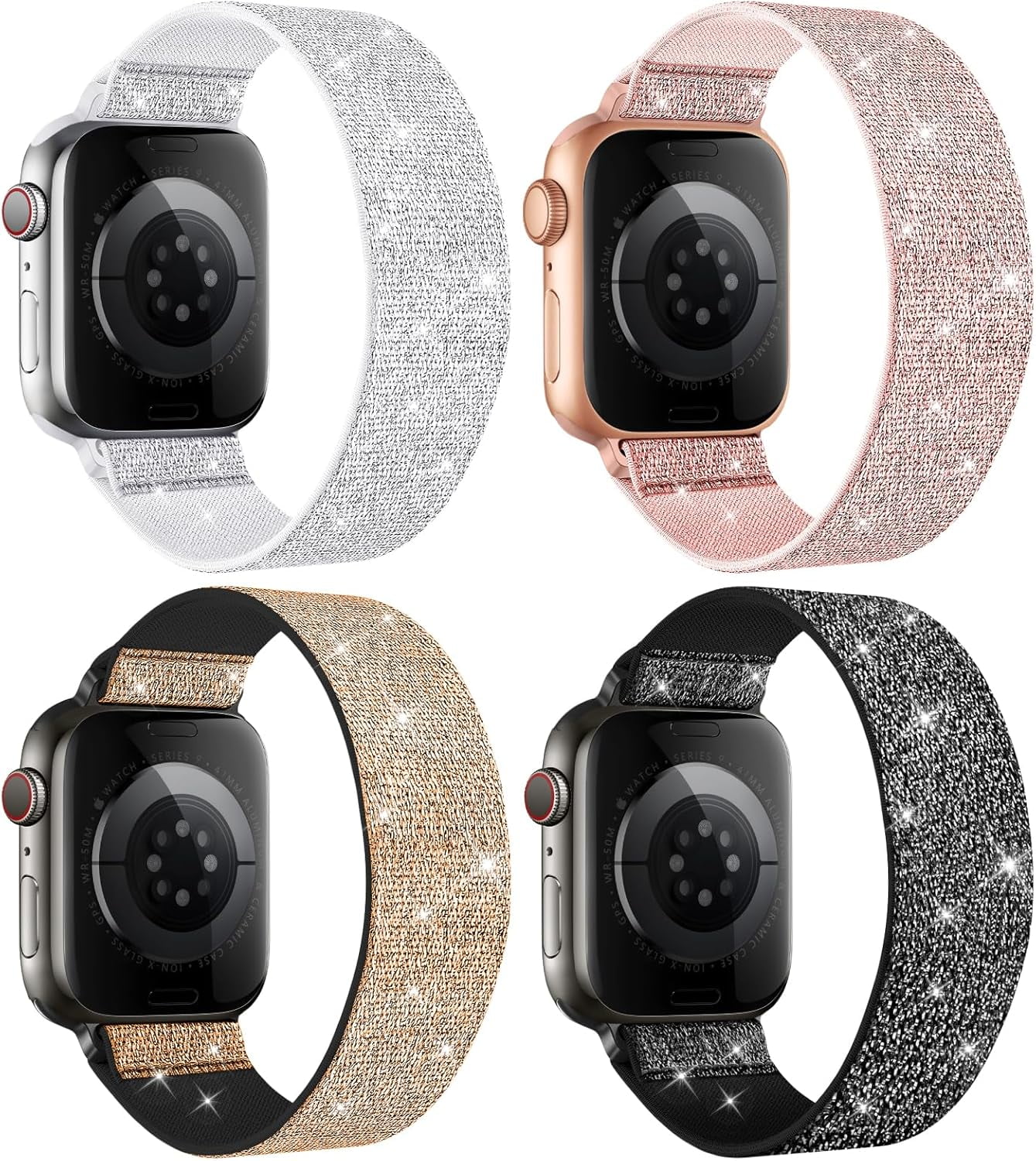 EIKODO-Stretchy Nylon Solo Loop Bands Compatible with Apple Watch Band ...