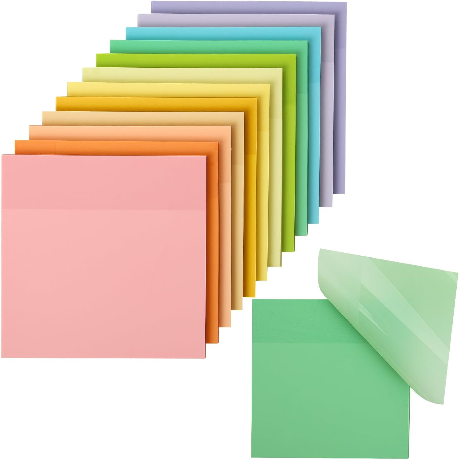 EIKODO-- Transparent Sticky Notes, 3”x3”, 12 Pads, 600 Sheets, Macron ...