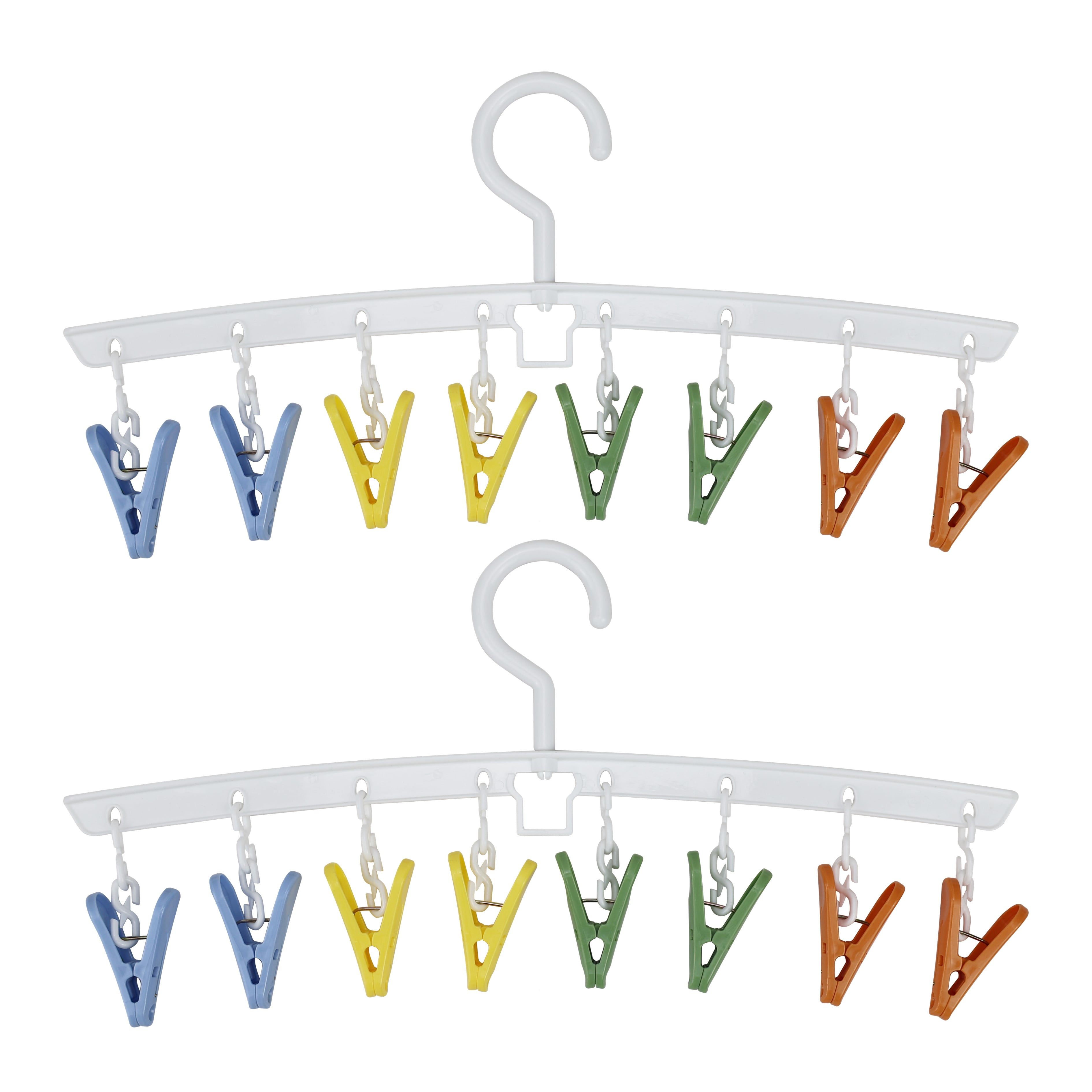 EIKS 2 Pack Hanger Drying Rack with 8 Clips for Drying Socks, Bras ...