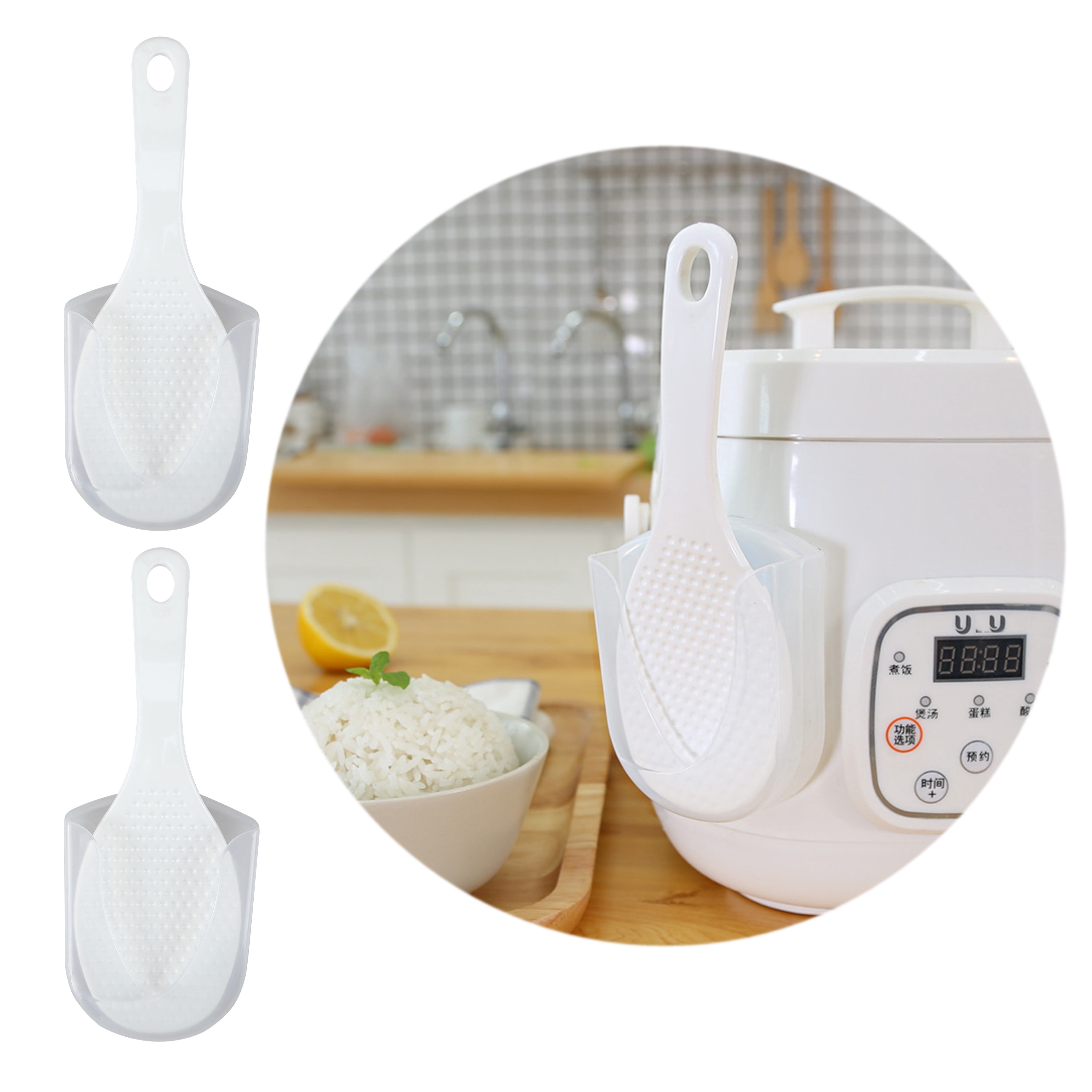 EIKS 2 Pack Non-Stick Rice Paddle with Suction Rack for Sushi Potato ...