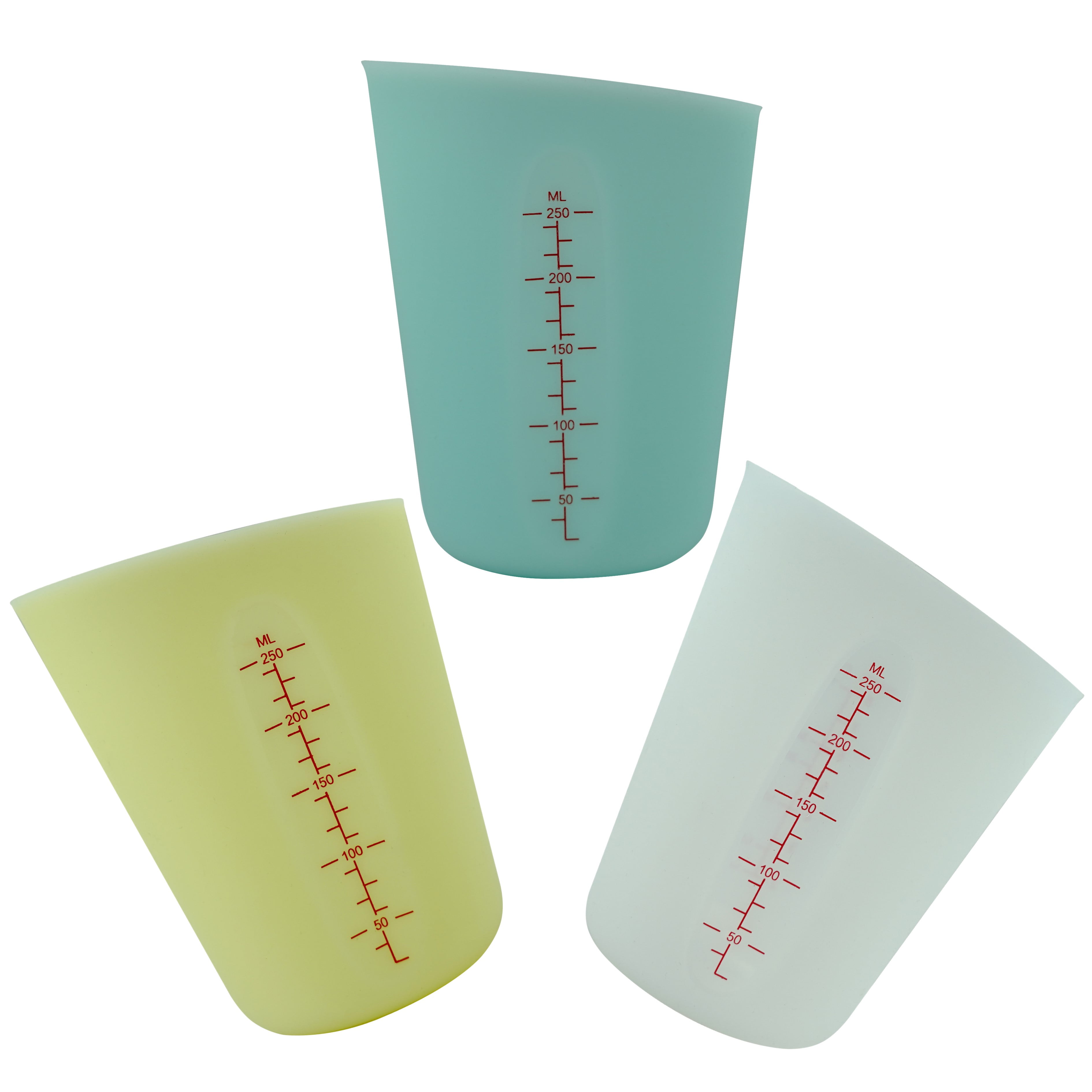 EIKS 3-Set 250-ml/1-Cup Silicone Measuring Cups with Marking for ...