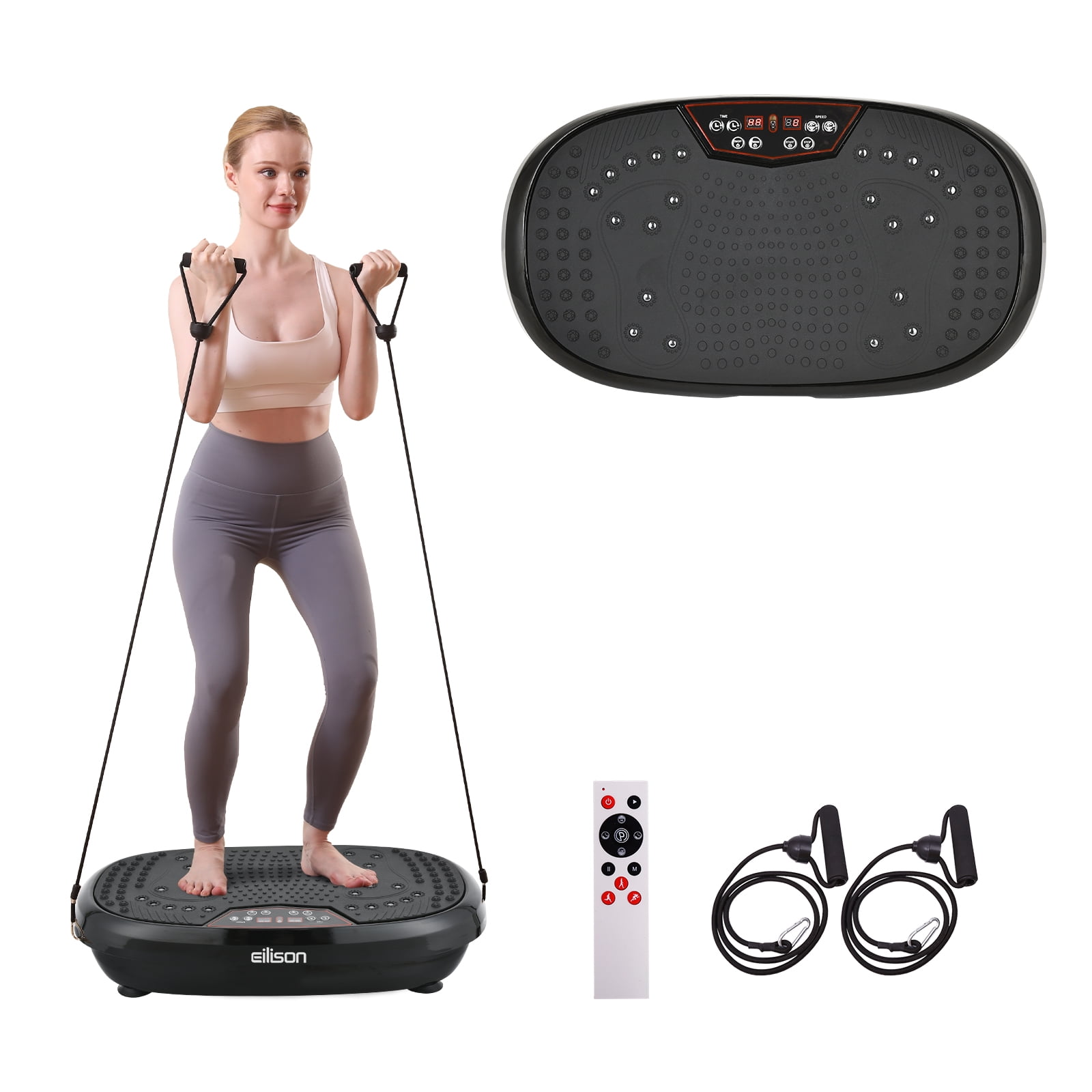 EILISON FITPRO Vibration Plate Exercise Machine - Whole Body Workout Vibration Platform w/Loop ...