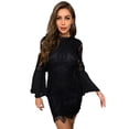 EILLY BAZAR Guipure Lace Dress for Women Bell Sleeve Scallop Hem Length ...
