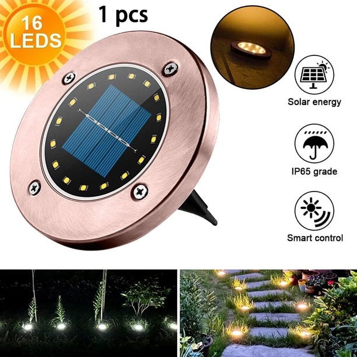 EIMELI 1 Pcs Solar Ground Lights, LED Solar Powered Disk Lights Outdoor ...
