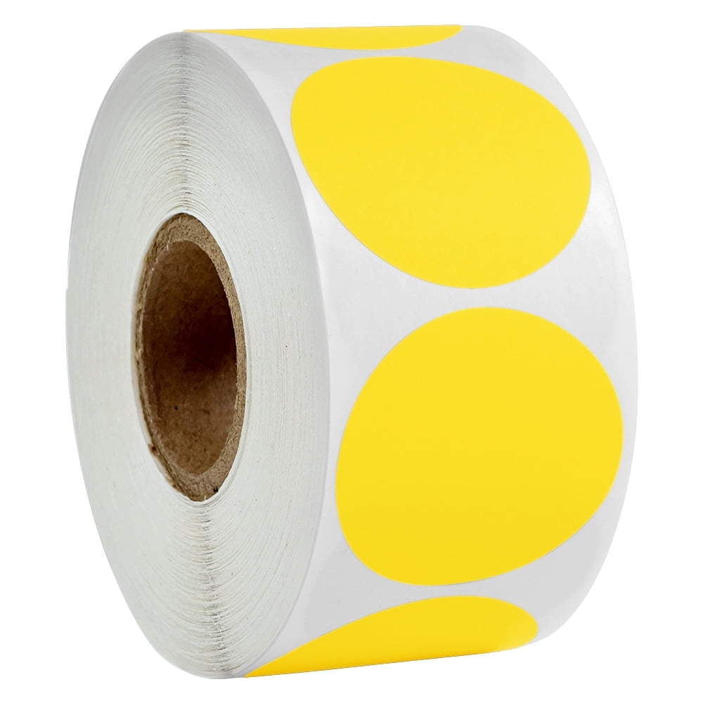 EIMELI 1” Yellow Circle Thermal Sticker Labels Self-Adhesive Round ...