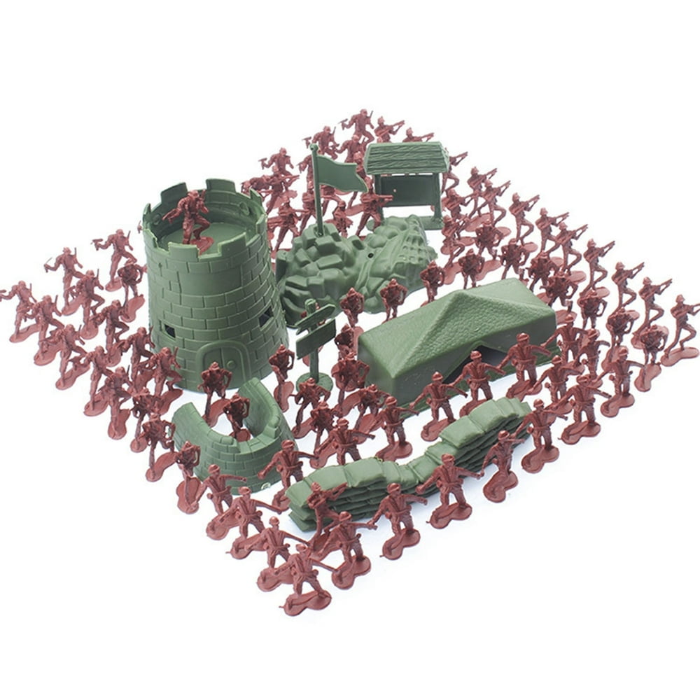 EIMELI 100-Piece World War Plastic Toy Soldiers Set with Battlefield ...