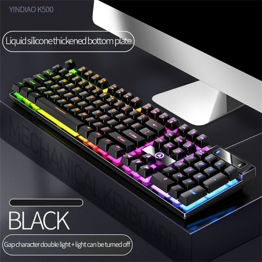 EIMELI 104 Keys Gaming Keyboard Wired Color-Blocking Backlight ...