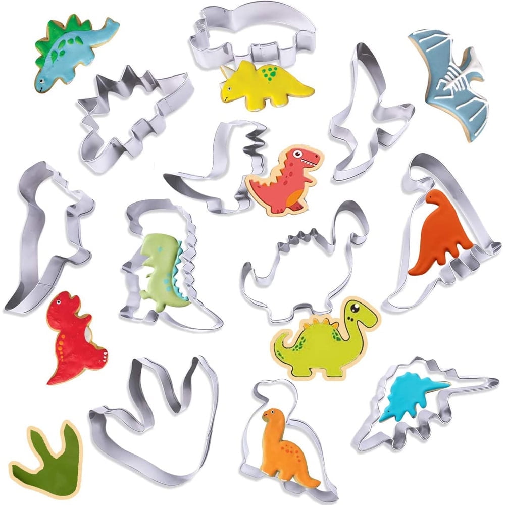 EIMELI 11 PCS Dinosaur Biscuit Cake Mould Set Stainless Steel Pastry ...