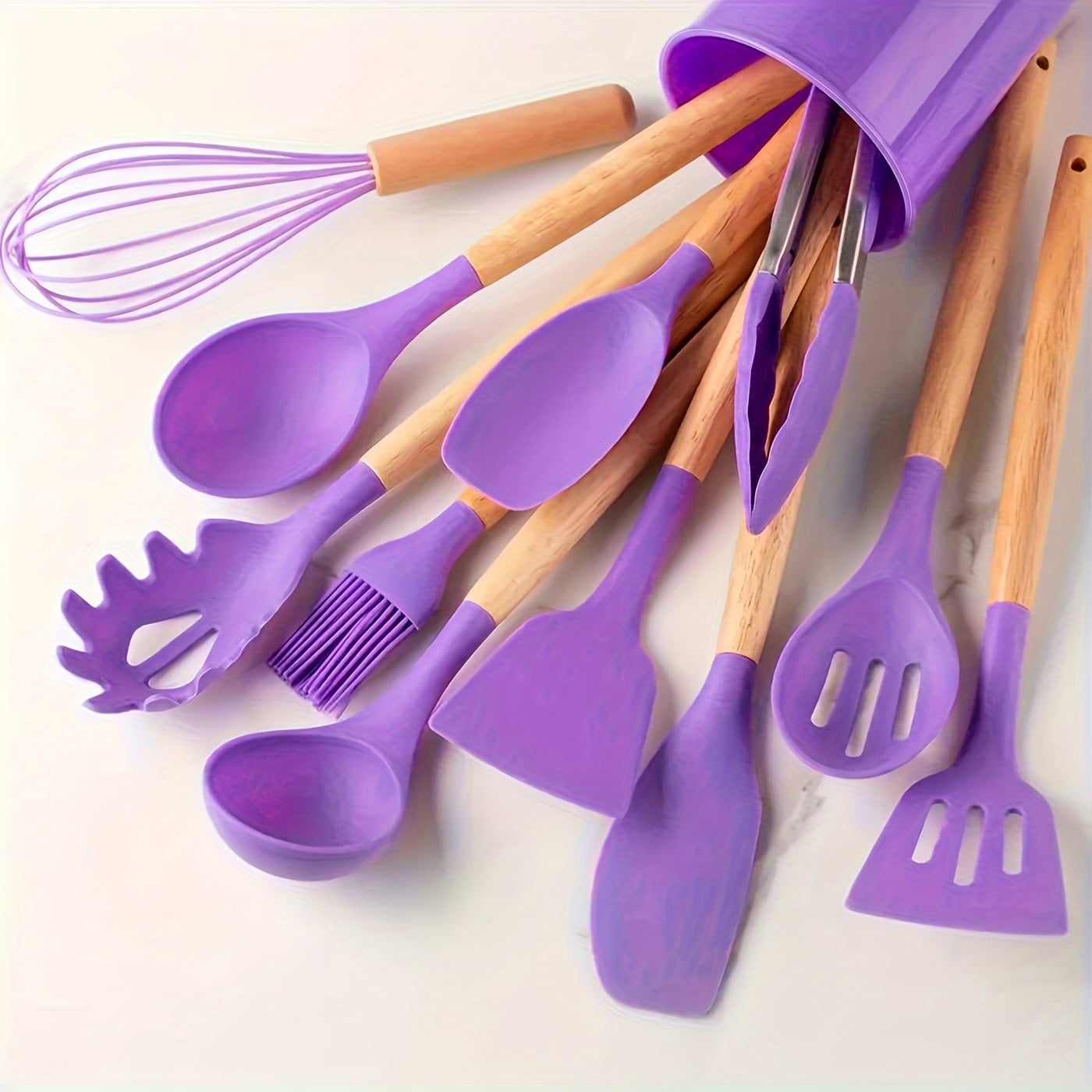 EIMELI 12-Piece Premium Non-Stick Silicone Kitchen Utensil Set with ...