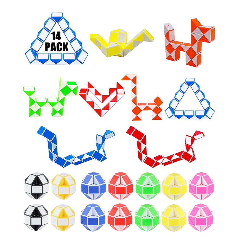 EIMELI 14 Pack Sensory Fidget Snake Cube 24 Blocks Twist Puzzles Toys ...