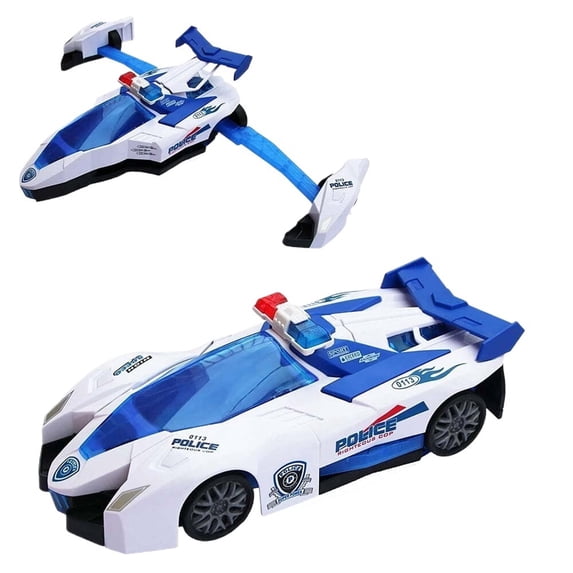 EIMELI 2-In-1 Kids Transformable Police Car Airplane Toy, Auto-Sensing ...