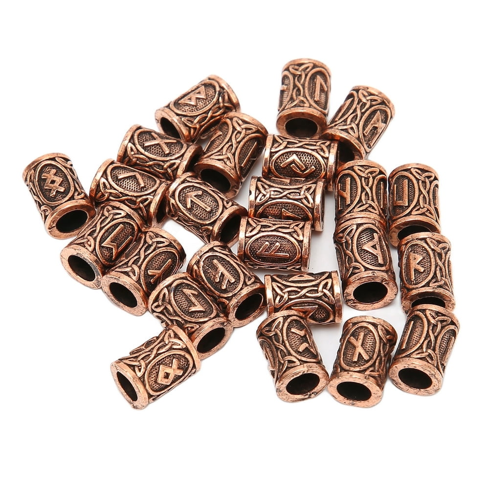 EIMELI 24pcs Viking Hair Beads Beard Vintage Hair Tube Beads for Hair ...