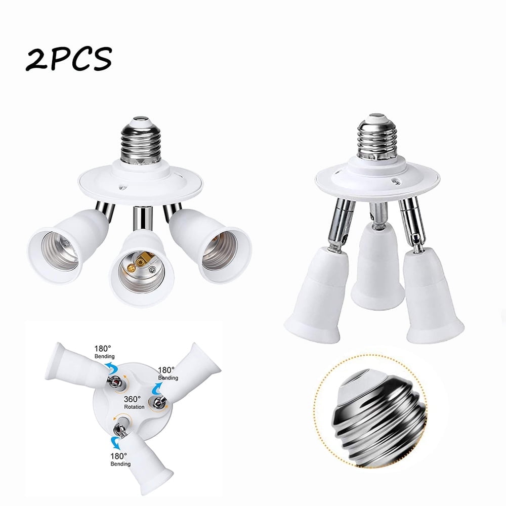EIMELI 2Pcs E27 Light Bulb Socket Adapter Splitter to 3 Heads White ... EIMELI 2Pcs E27 Light Bulb Socket Adapter Splitter to 3 Heads White ...