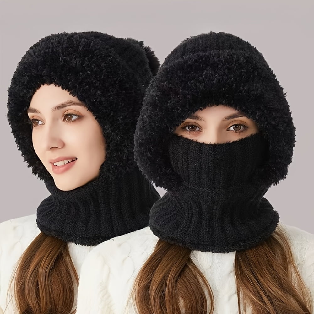 EIMELI 3-in-1 Winter Beanie Scarf & Mask Set - Cozy Fleece-Lined Knit ...