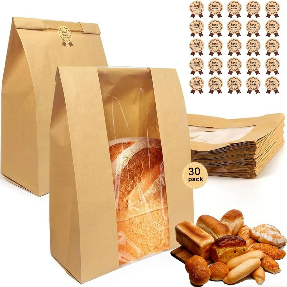 EIMELI 30 Pack Paper Bread Bags for Homemade Bread Sourdough Bread ...
