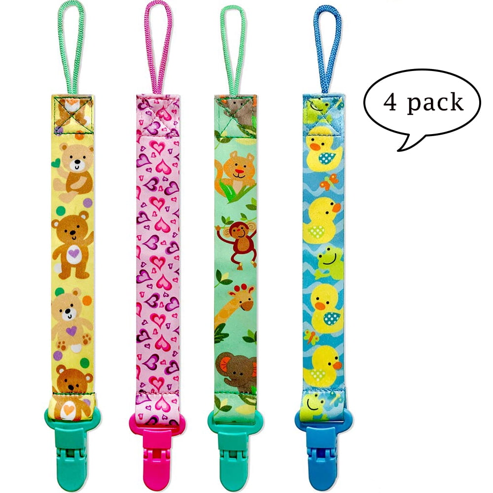 EIMELI 4 Pack BPA Free Pacifiers Holders Leashes for Teether Toy or ...
