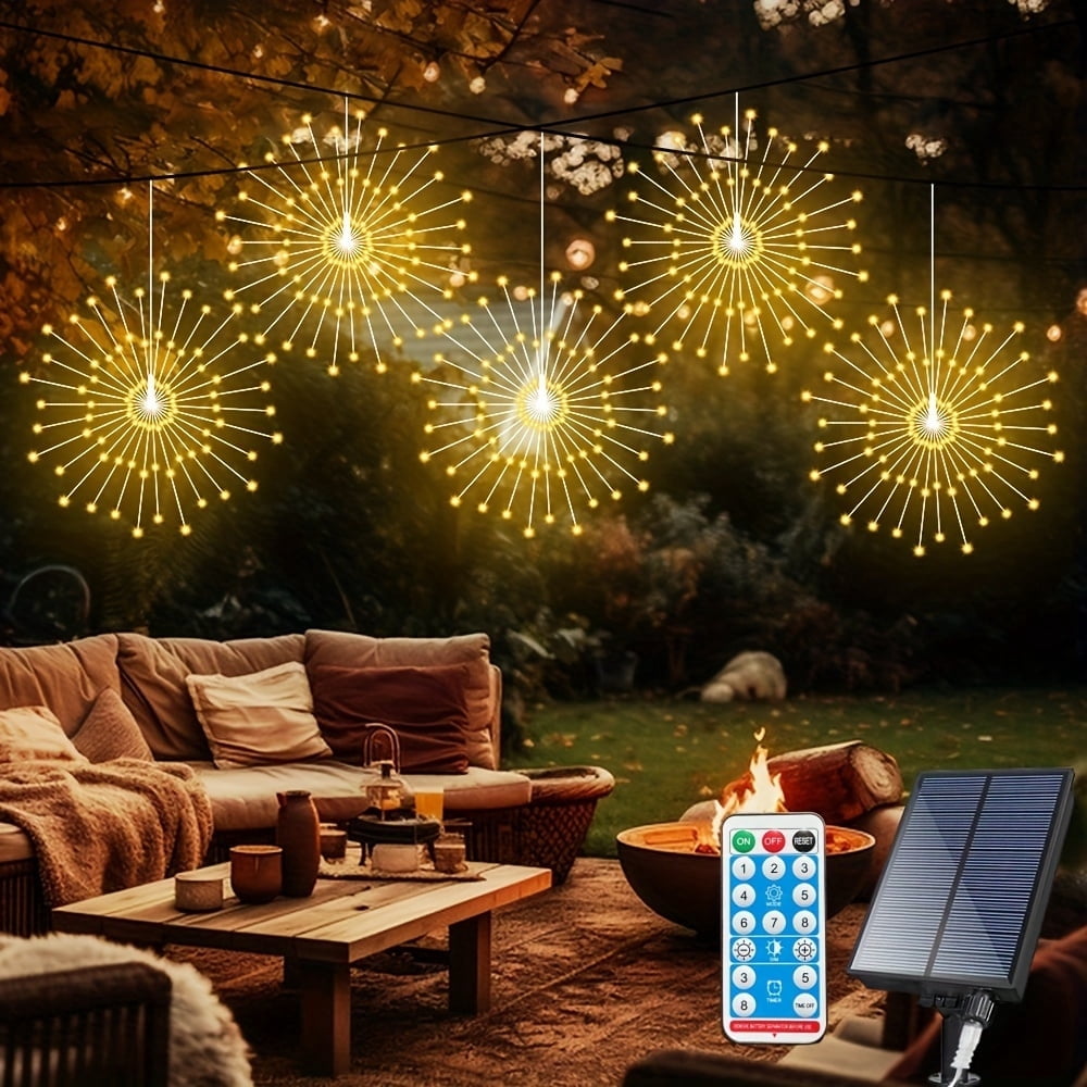EIMELI 5 Pcs 450LEDs Solar Starburst Sphere Lights Firework Lights ...