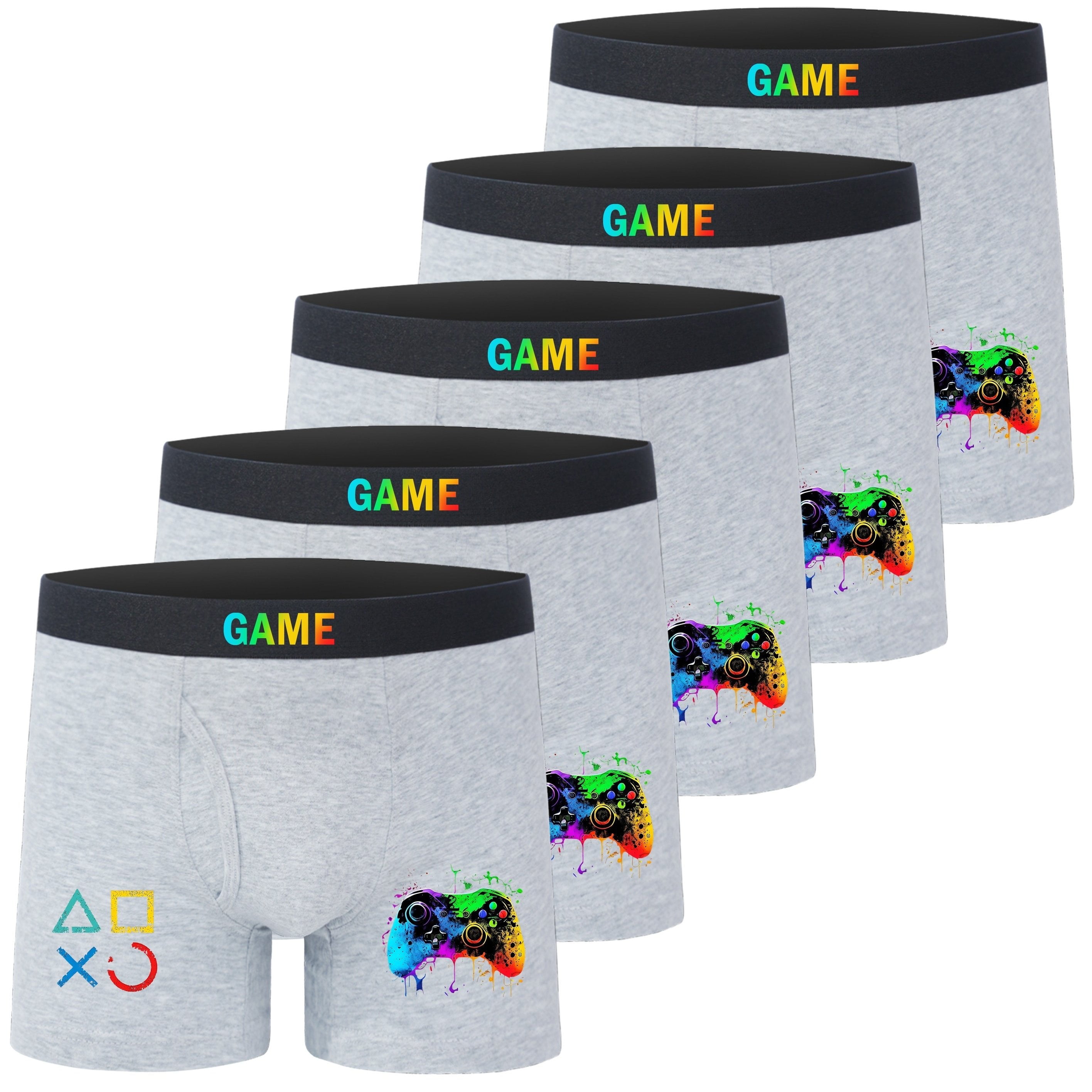 EIMELI 5 Pcs Boys‘ Cool Game Controller Print Briefs Casual Comfortable And Breathable Boys ...