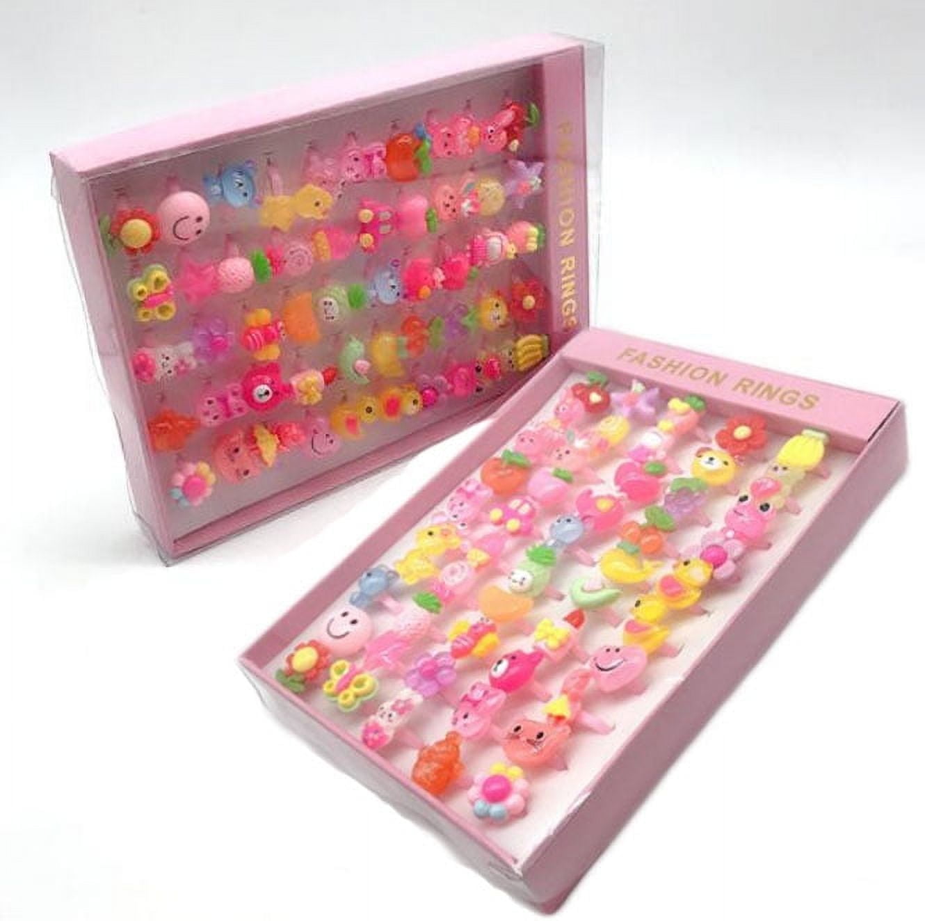 EIMELI 50 pcs Girls Crystal Adjustable Rings, Princess Jewelry Finger ...