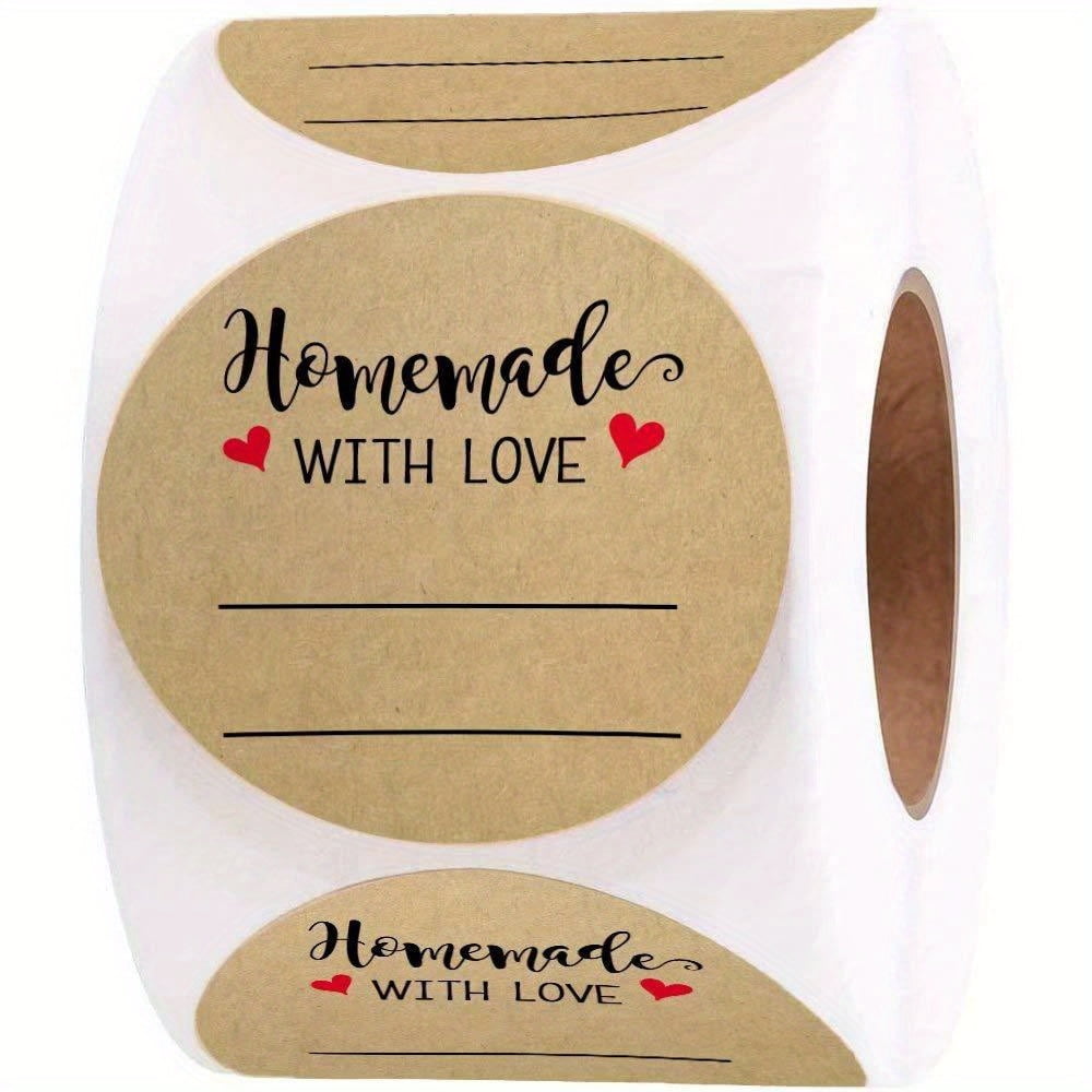 EIMELI 500pcs Homemade with Love 2 Inch Round Kraft Paper Labels ...