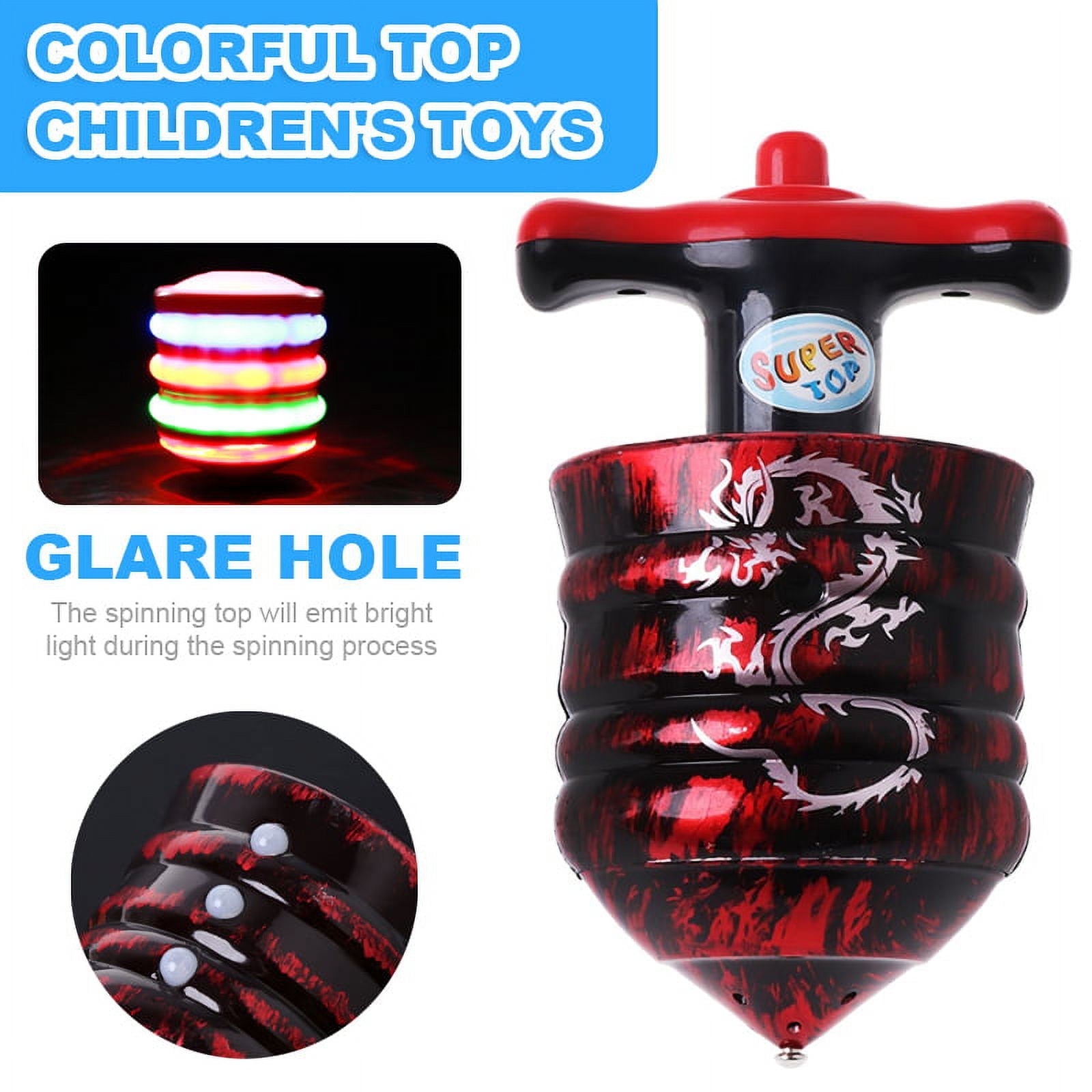 EIMELI Colorful Imitation Wood Flying Saucer Music Flash Gyro,Dragon ...