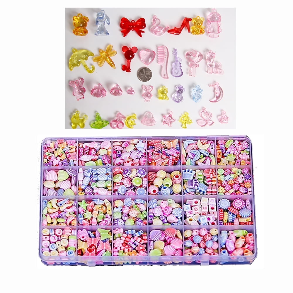 EIMELI DIY Beads Set with String, 24 Different Types and Shapes ...